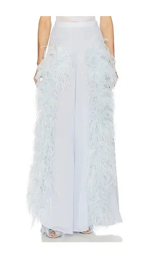 Lapointe Wide Leg Pant With Feathers In Blue