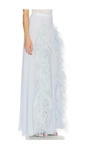 Lapointe Wide Leg Pant With Feathers In Blue