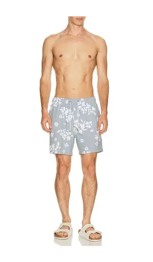 VINTAGE SUMMER Seersucker Stretch Volley Swim Trunks - Green