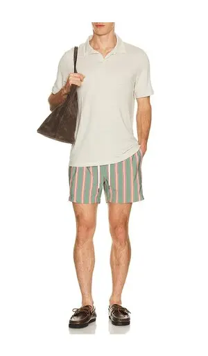 Onia Shaun Stretch Linen Polo In Cream