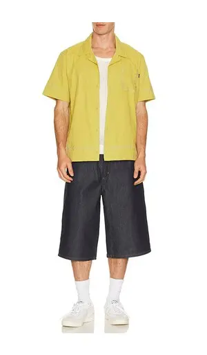 HUF Pinstripe Embroidered Resort Shirt In Green