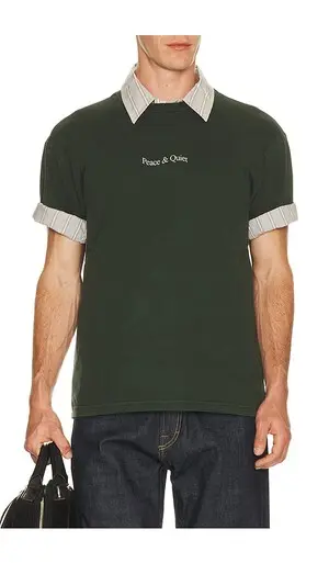 MUSEUM OF PEACE & QUIET Wordmark T-shirt In Green - Forest
