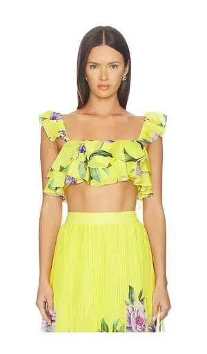 Hemant & Nandita Ruffle Cropped Top - Yellow