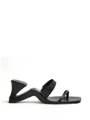 MIISTA Toe-strap Sculptural Heel Sandals - Black