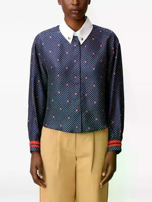Claudie Pierlot Printed Silk Shirt - Blue