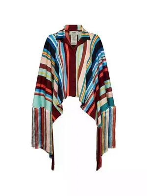 Fendi Intarsia-knit Fringed Poncho