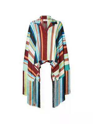 Fendi Intarsia-knit Fringed Poncho - Red