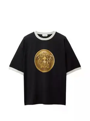 Versace Printed Cotton-jersey Regular T-shirt - Black