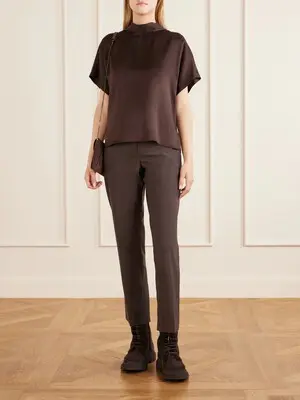 Brunello Cucinelli Draped Silk-satin Blouse