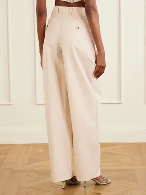 Wardrobe.NYC Pleated Cotton-blend Wide-leg Trousers - Pink