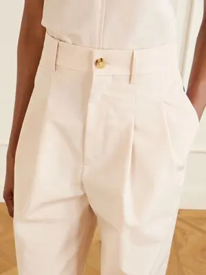 Wardrobe.NYC Pleated Cotton-blend Wide-leg Trousers - Pink