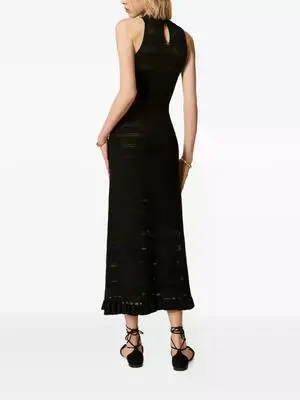 TWINSET Long Turtleneck Knit Dress With Ruffles
