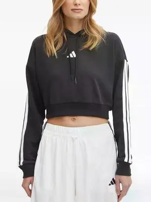 Adidas Essentials 3-stripes Cropped Hoodie - Black
