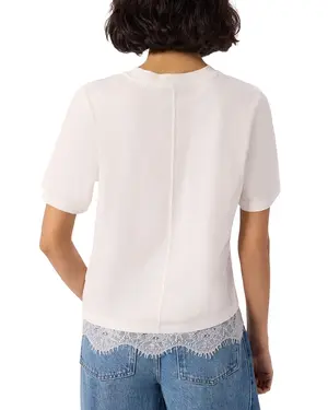 Whistles Lace Trim Detail T-shirt - Ivory