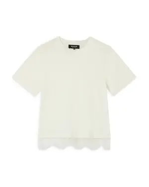 Whistles Lace Trim Detail T-shirt - Ivory