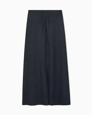 Giorgio Armani Long Flannel Wool And Cashmere Skirt With Side Drape