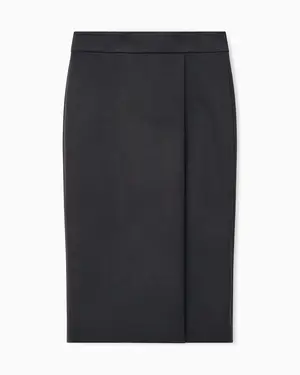 Giorgio Armani Slim Fit Wrap Skirt In Double Stretch Wool - Grey