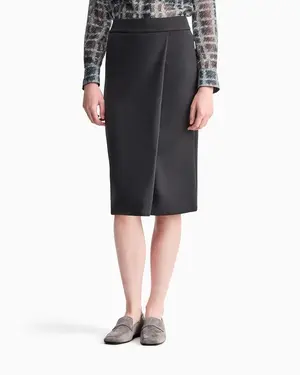 Giorgio Armani Slim Fit Wrap Skirt In Double Stretch Wool