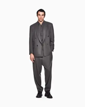 Giorgio Armani Regular Fit Waistcoat In Fluid Virgin Wool - Grey