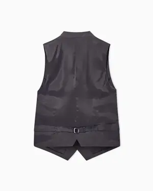 Giorgio Armani Regular Fit Waistcoat In Fluid Virgin Wool - Grey