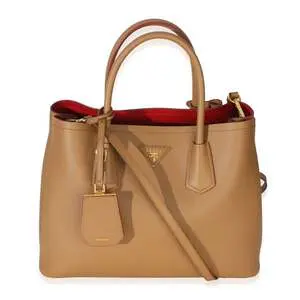Prada Caramel Red Saffiano Cuir Tote - Brown