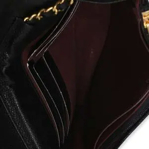 Chanel Quilted Caviar Classic Wallet On Chain - Black