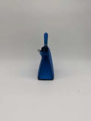 Hermès Mini Kelly Bleu Hydra Epsom Palladium Hardware