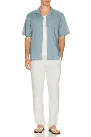 Onia Air Linen Convertible Vacation Shirt - Lagoon
