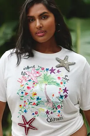 Celiab Embellished Cotton T-shirt