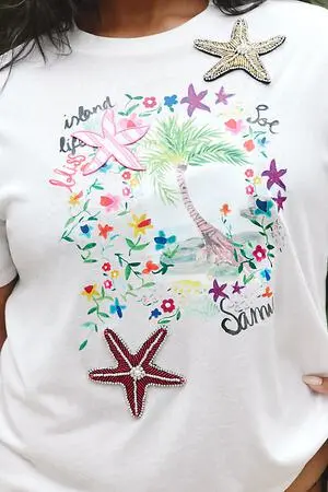 Celiab Embellished Cotton T-shirt
