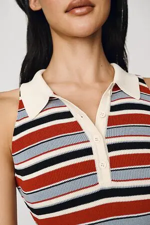 ROWING BLAZERS Striped Halterneck Polo Tank - Red