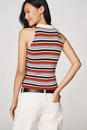 ROWING BLAZERS Striped Halterneck Polo Tank - Red
