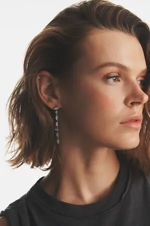 Anthropologie Mixed Gemstone Drop Earrings - Silver/clear