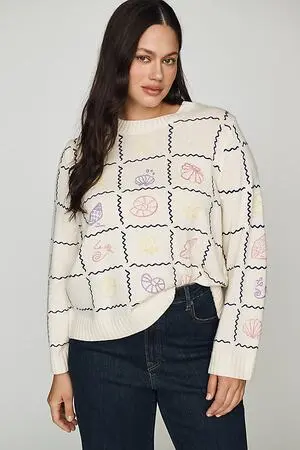 Chinti & Parker Wool Cashmere Shell Sweater - Cream Multi