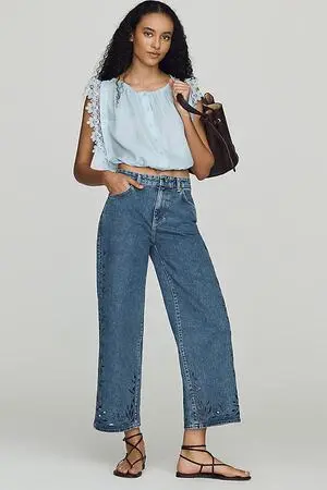 Ag Saige Mid-rise Crop Wide-leg Jeans - Malbec