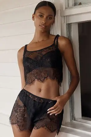 LYREBIRD Lace Crop Cami - Black