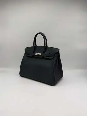 Hermès Birkin Hhs In Vert Foncé / Noir Swift Leather With Palladium Hardware - Multi