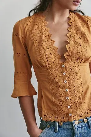 Free People Salone Eyelet Top