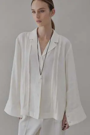 HEIRLOME Guayabera Silk And Linen Shirt - Ivory