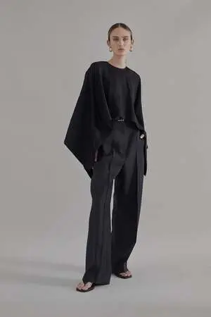 HEIRLOME Abigail Trousers In Silk And Wool - Black
