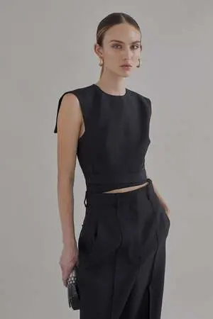 HEIRLOME Abigail Trousers In Silk And Wool - Black