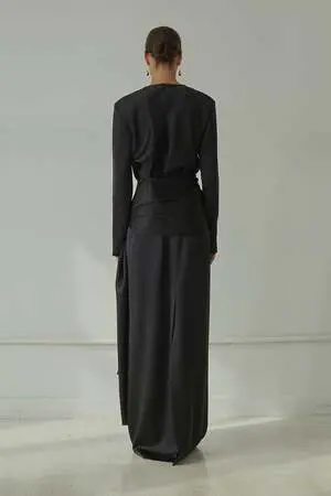 HEIRLOME Ruth Top Double Face Silk Satin Crew Neck Long Sleeve Top