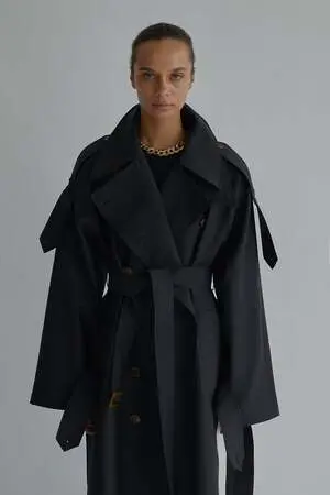 HEIRLOME Micaela Deconstructed Trench Coat In Italian Silk And Wool