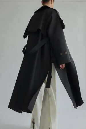 HEIRLOME Micaela Deconstructed Trench Coat In Italian Silk And Wool