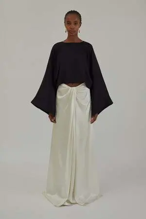 HEIRLOME Eloisa Silk Shantung Top With Kimono Sleeves - Black