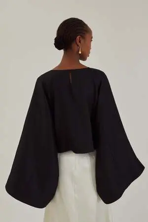 HEIRLOME Eloisa Silk Shantung Top With Kimono Sleeves