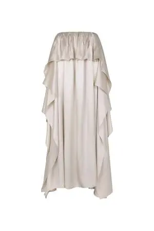 HEIRLOME Maude Silk Satin A-line Skirt - Ecru