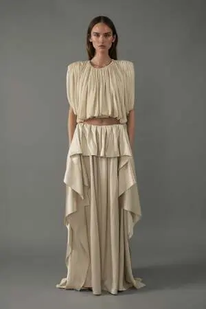 HEIRLOME Maude Silk Satin A-line Skirt - Ecru