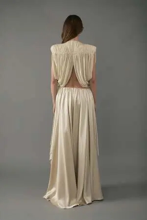 HEIRLOME Maude Silk Satin A-line Skirt - Ecru