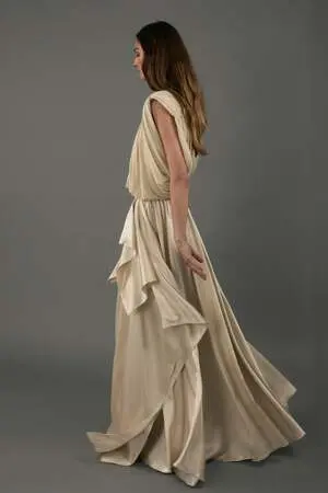HEIRLOME Maude Silk Satin A-line Skirt - Ecru